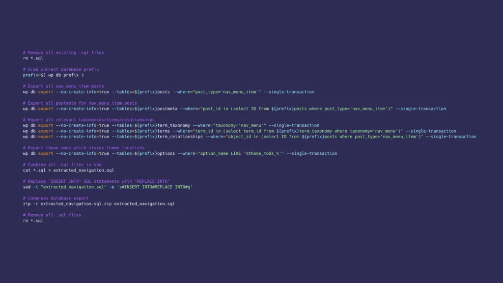 Restoring Wordpress Navigation From A Database Backup